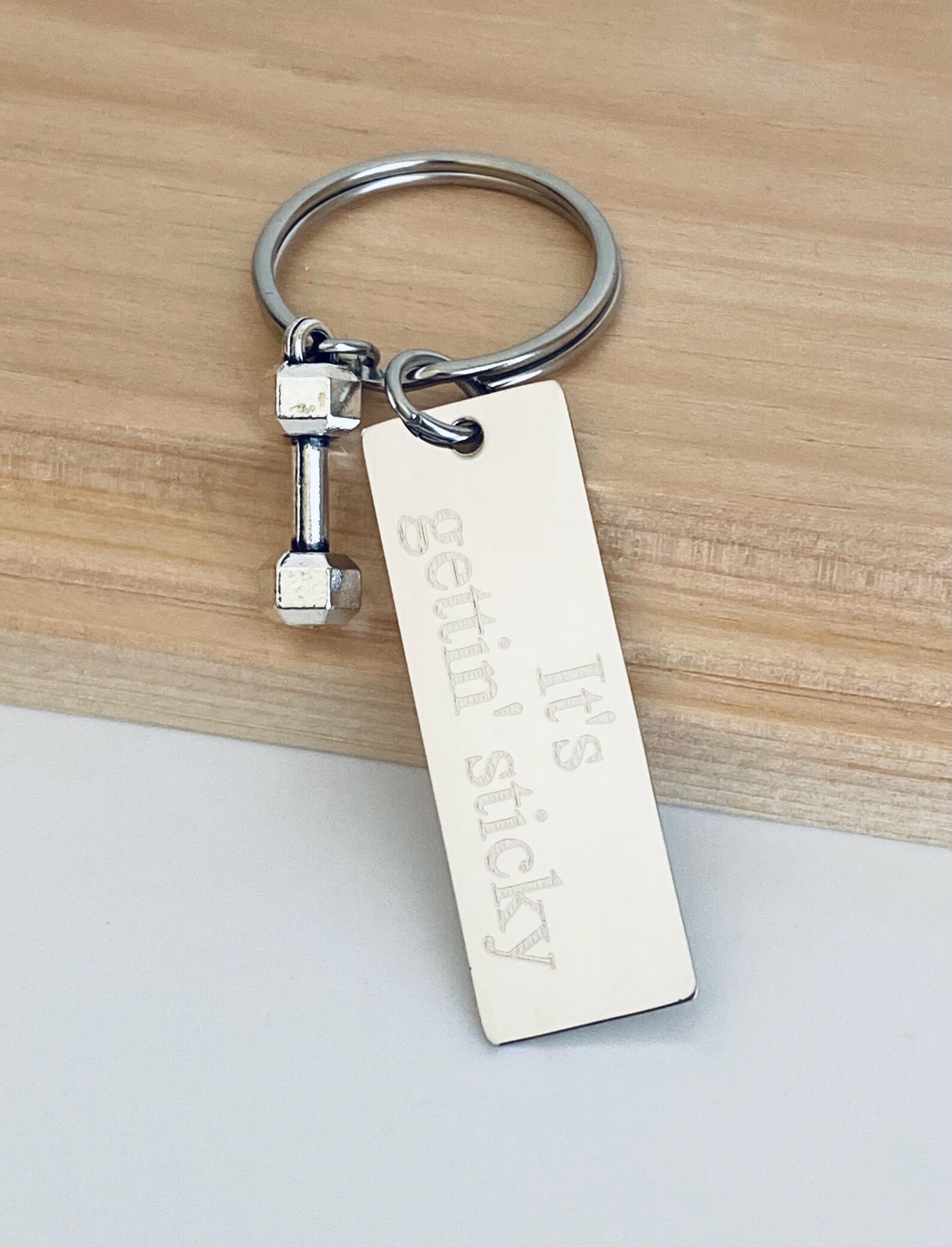 Personalized Dumbbell Key Chain. Customized Stainless Steel Tag ...