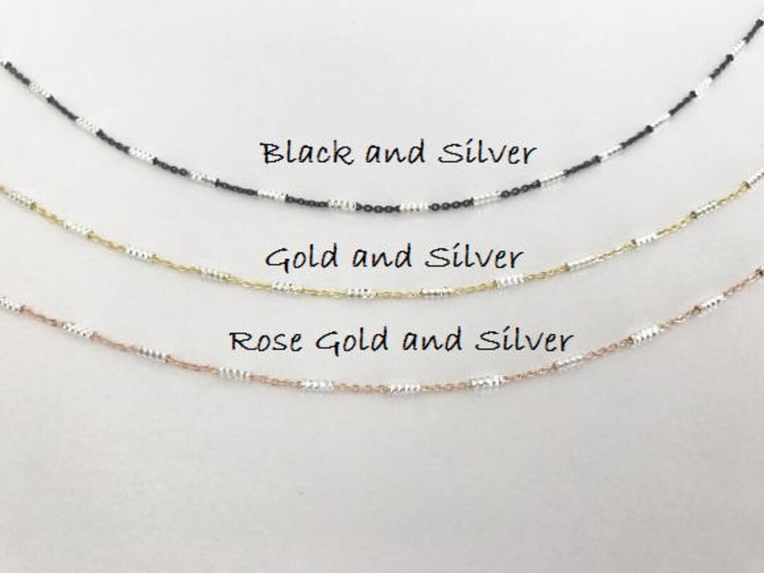 Delicate Chain Necklace. Sterling Silver Chain Necklace. Two Tone Chain ...
