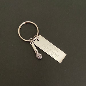 Personalized Microphone Key Chain. Customized Stainless Steel Tag. Name ...