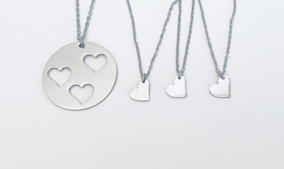 Mother and 3 Daughters Necklaces. Family Necklace Set. Matching Mother Daughters Necklaces. Heart Necklaces. Mother of 3 Gift Set. Etsy