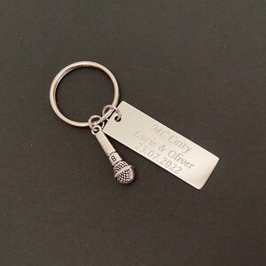 Personalized Microphone Key Chain. Customized Stainless Steel Tag. Name ...