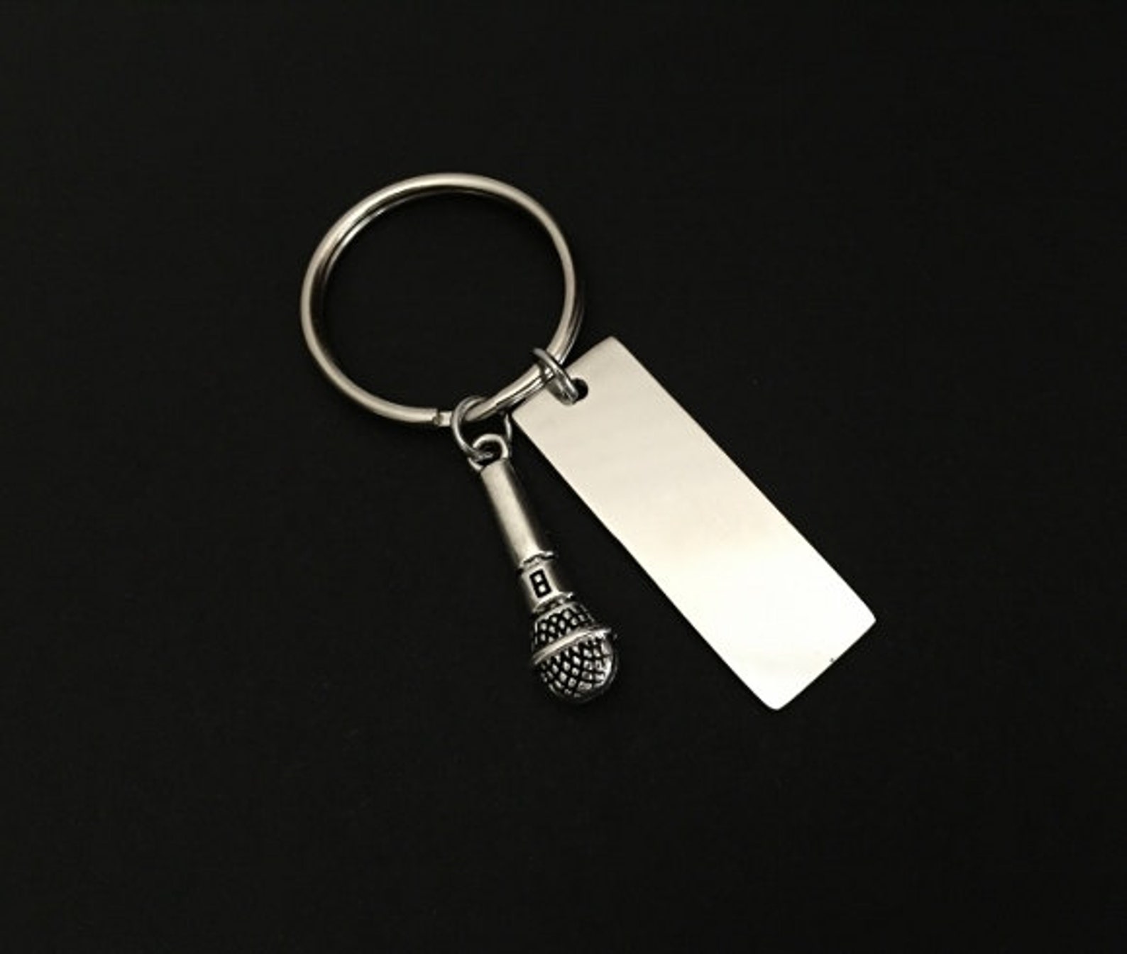 Personalized Microphone Key Chain. Customized Stainless Steel - Etsy