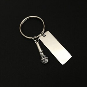 Personalized Microphone Key Chain. Customized Stainless Steel Tag. Name ...