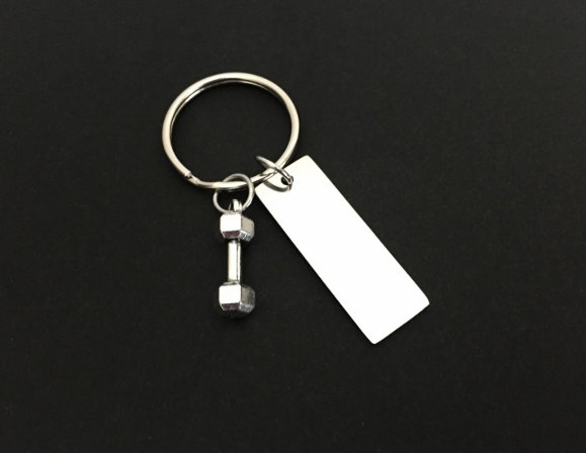 Personalized Dumbbell Key Chain. Customized Stainless Steel Tag ...