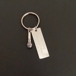 Personalized Microphone Key Chain. Customized Stainless Steel Tag. Name ...