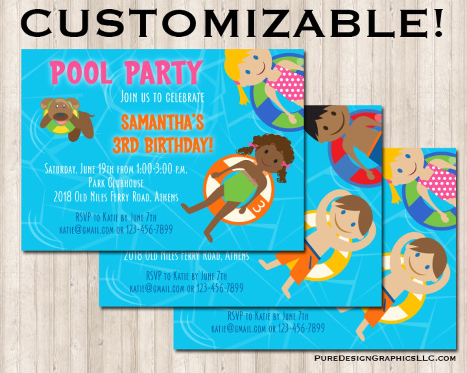 Customizable Pool Party Invitation Digital or Printed - Etsy