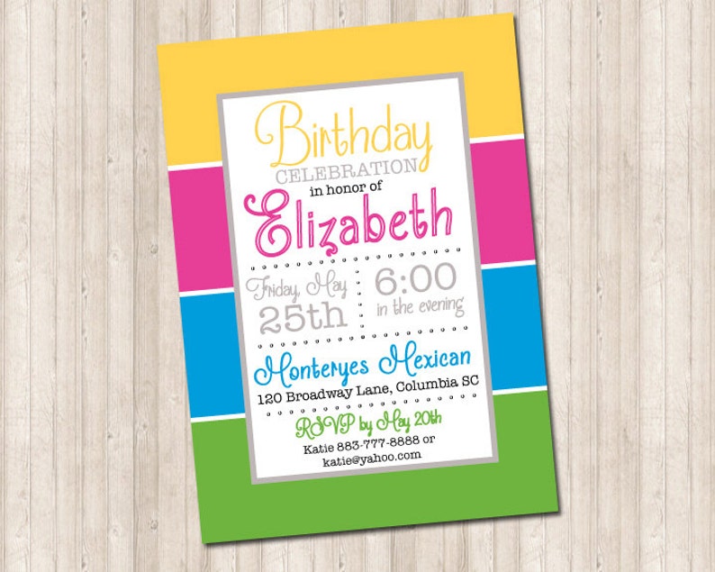 Color Block Party Invitation - Etsy