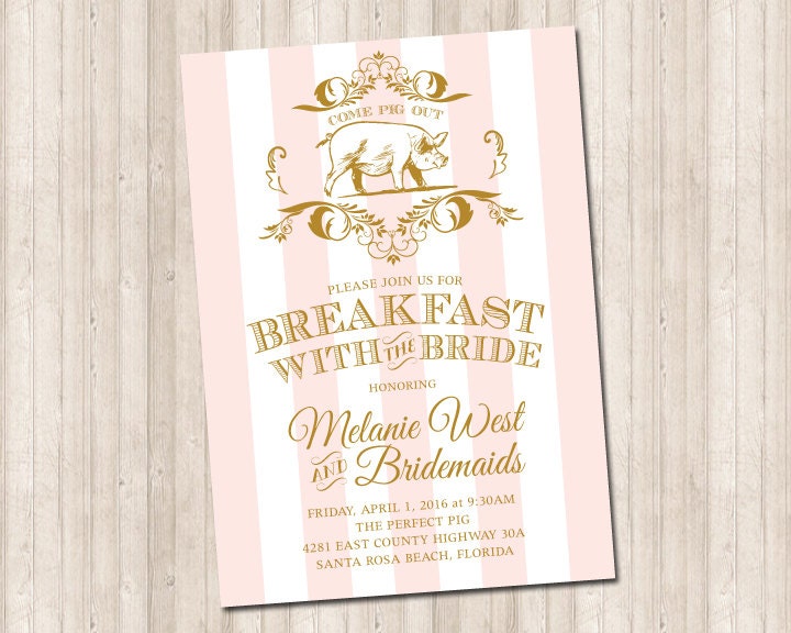Come Pig Out Breakfast Brunch Luncheon With the Bride in - Etsy