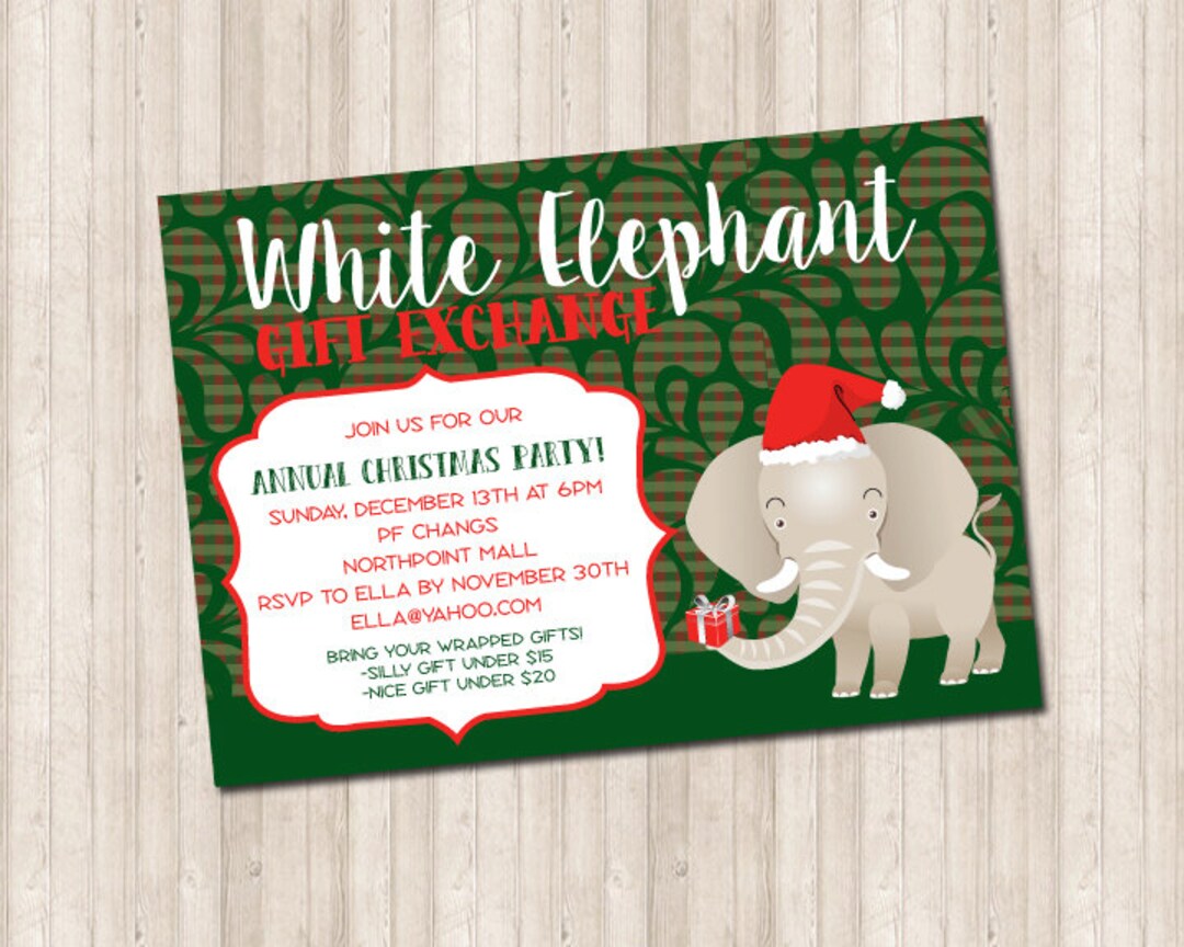 White Elephant Party Invitation Wording