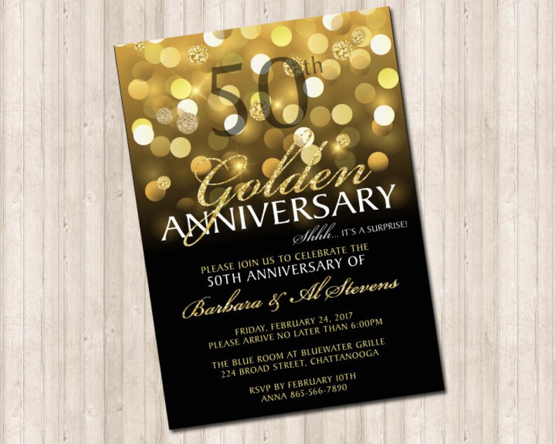 50th Golden Wedding Anniversary Invitation In Gold Glitter And Etsy 50th Golden Wedding Anniversary Invitation In Gold Glitter And Etsy