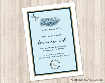 House Warming Party Invitation Template, New Nest, Birdhouse and Birds ...