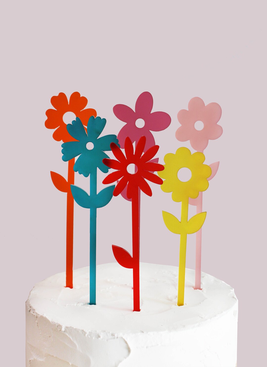 Floral Cake Topper Set Daisy Birthday Cake Topper Colourful Cake