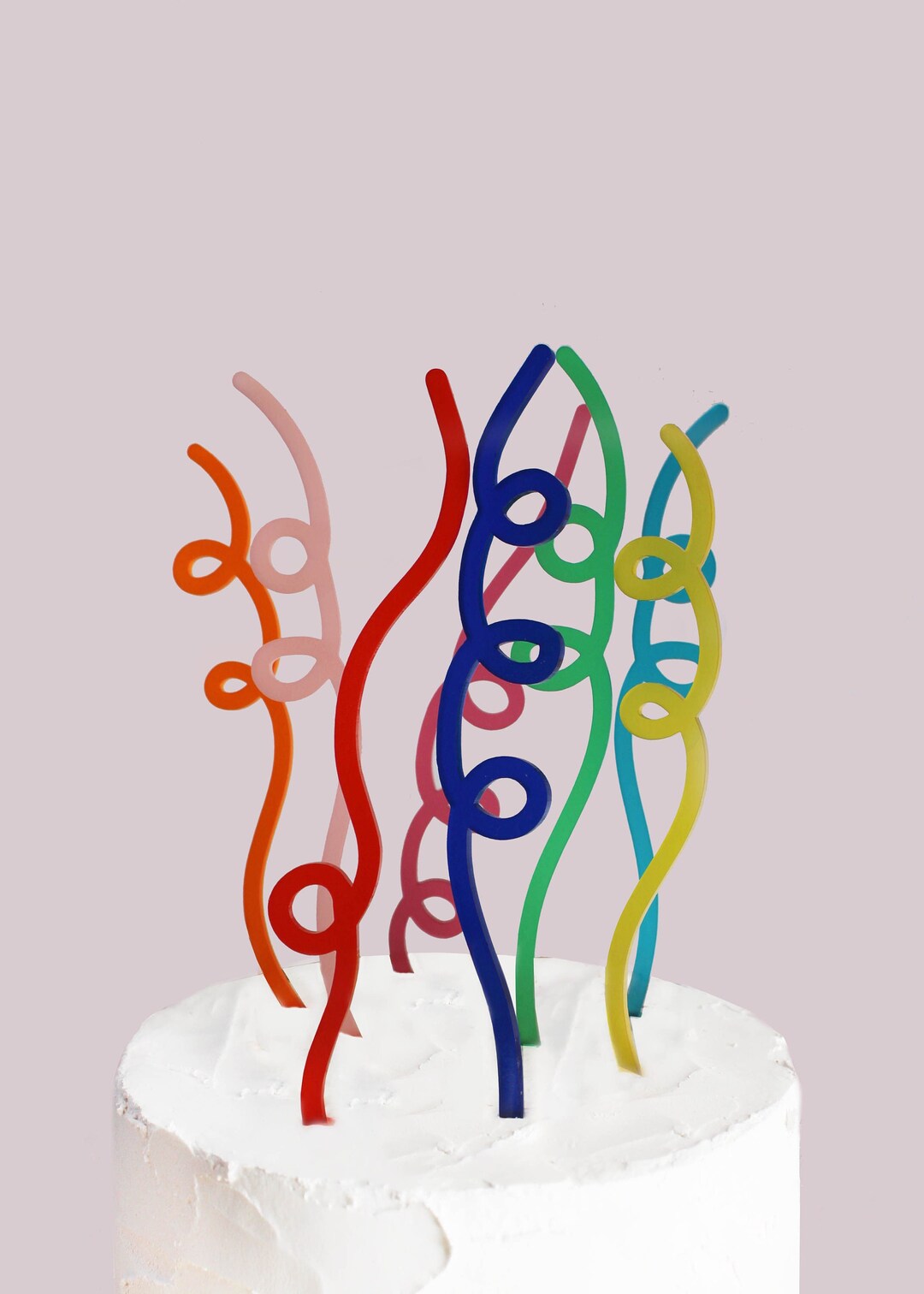 Swirly Rainbow Streamer Cake Topper - Colourful Birthday Cake Decs ...