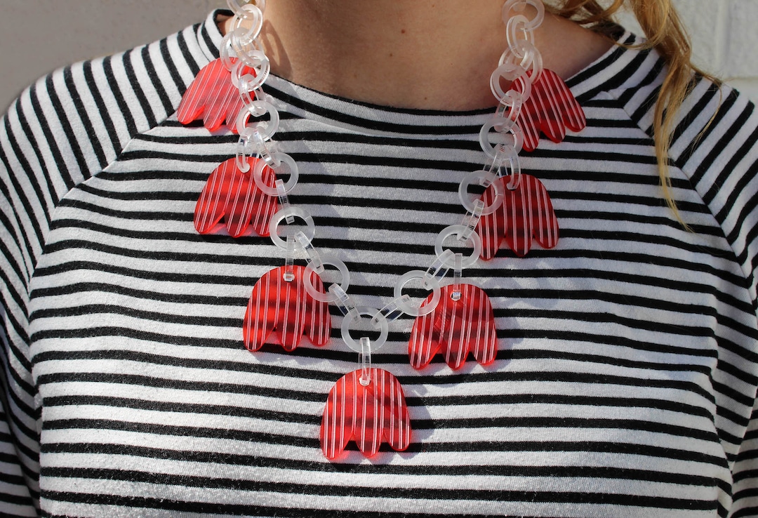 Tulip Shaped Acrylic Chain Necklace Red Statement Necklace - Etsy