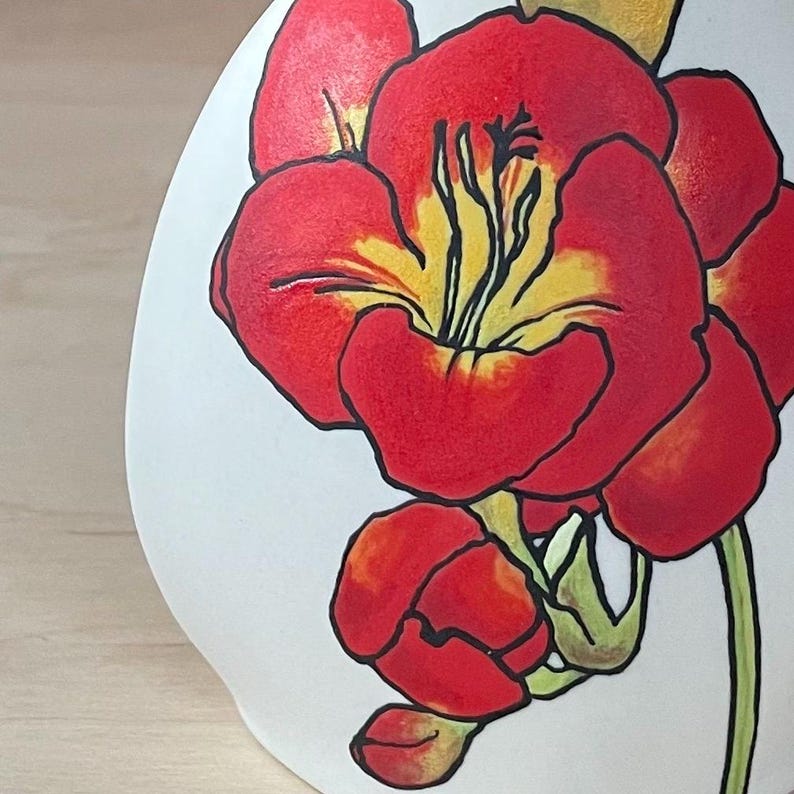 Hand Painted Porcelain Vase - Freesia in Bloom/gift for Her/handmade ...