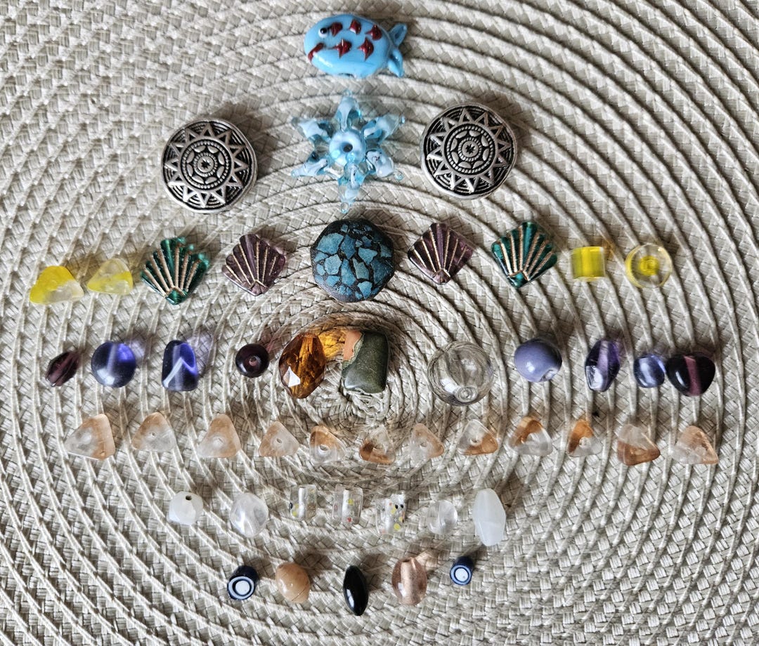 Glass Bead Collection: Fish, Clam Shell, Starfish, Glass and Metal ...