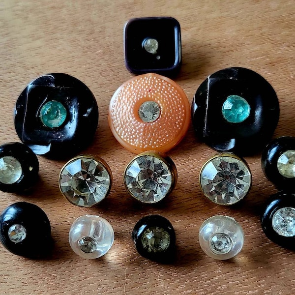 Black Rhinestone Buttons - Etsy