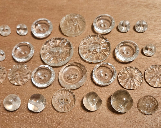Vintage Clear Glass Buttons/ Vintage Cut Glass Buttons/ Vintage Sew ...