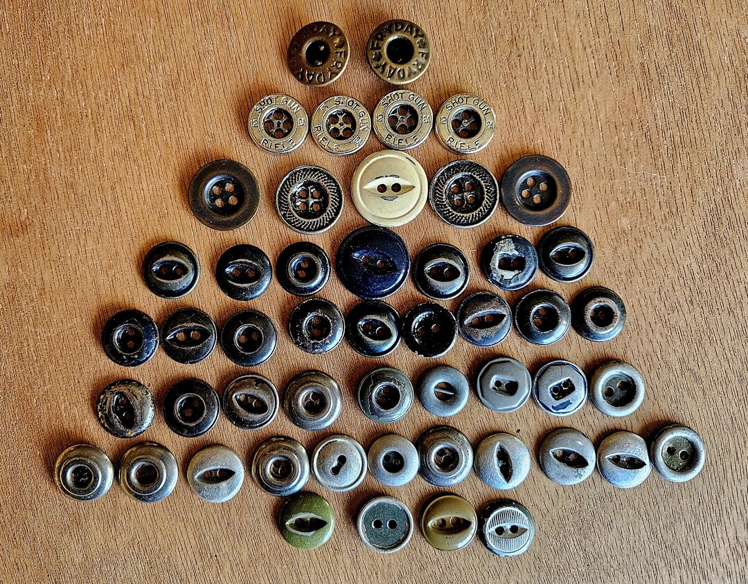 Vintage Metal Uniform Buttons: Shot Gun Rifle, Friday, Work Clothes ...