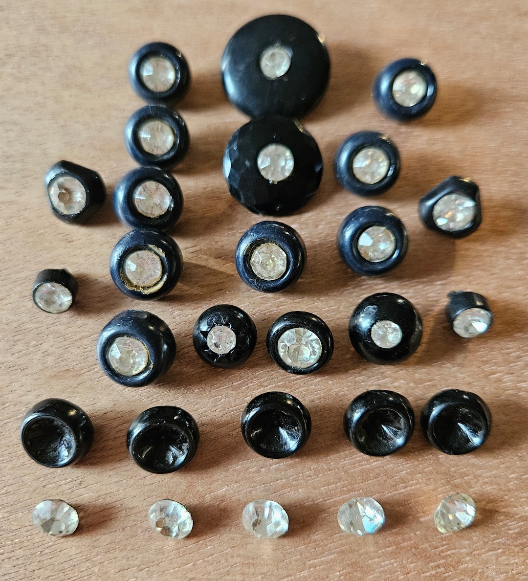 Vintage Buttons/vintage Rhinestone Buttons/black Rhinestone Buttons ...