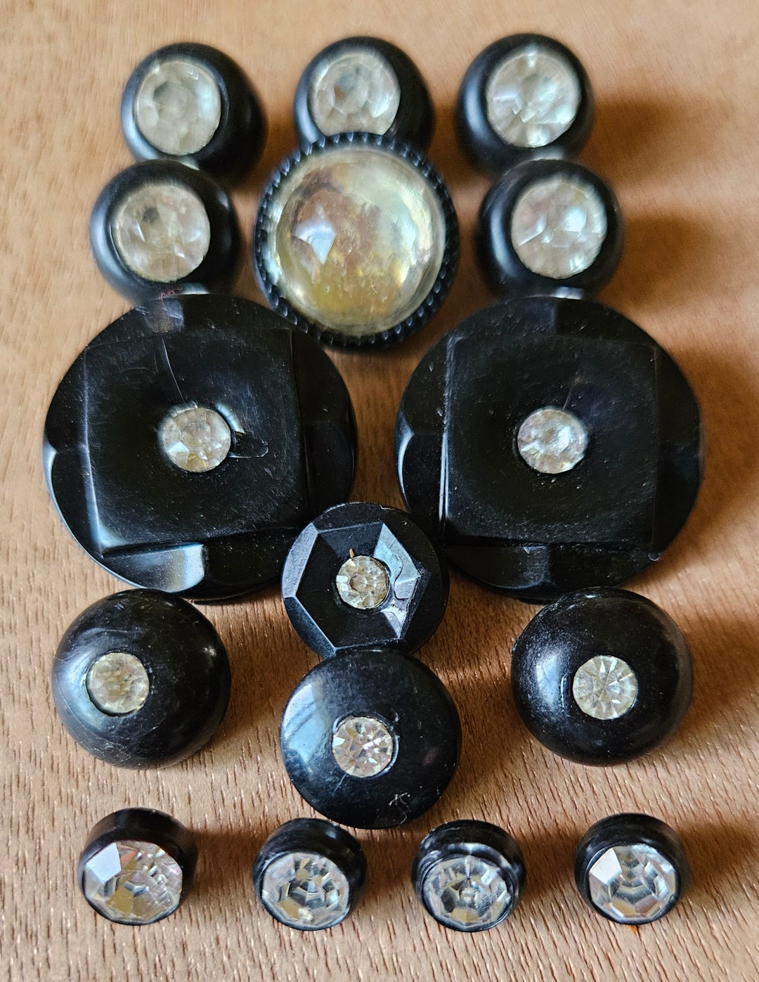 Vintage Buttons/vintage Rhinestone Buttons/black Rhinestone Buttons ...