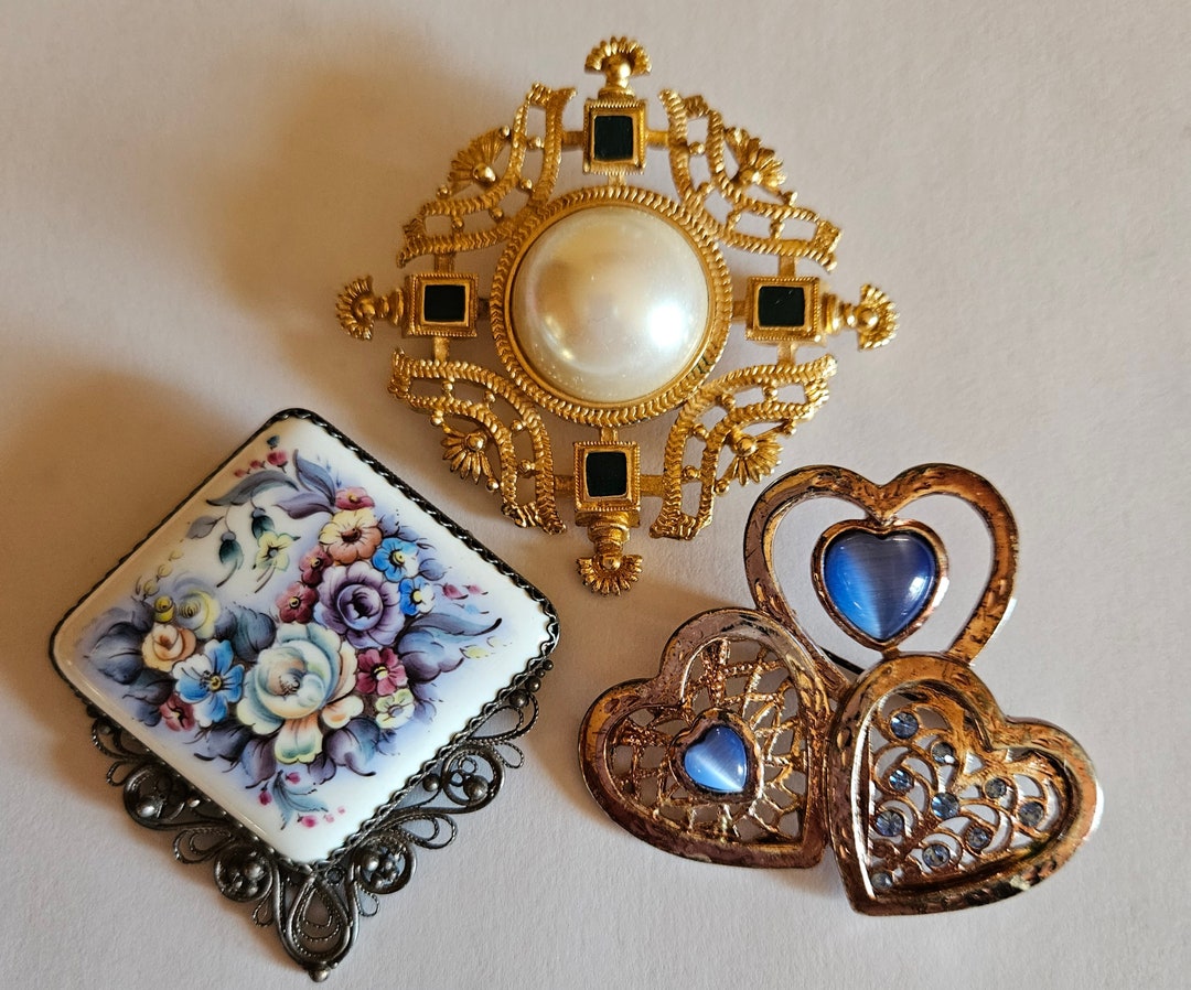 Vintage Pins/vintage Monet Pin/vintage Oversized Pins/ Vintage Ceramic ...