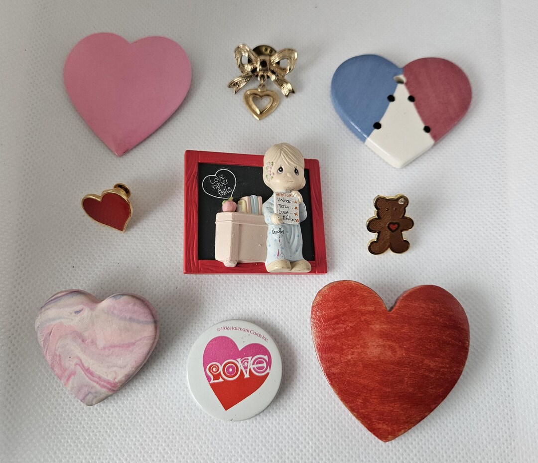 Vintage Valentine's Day Pin Lot: Hallmark, Enesco, Heart Pins - Etsy