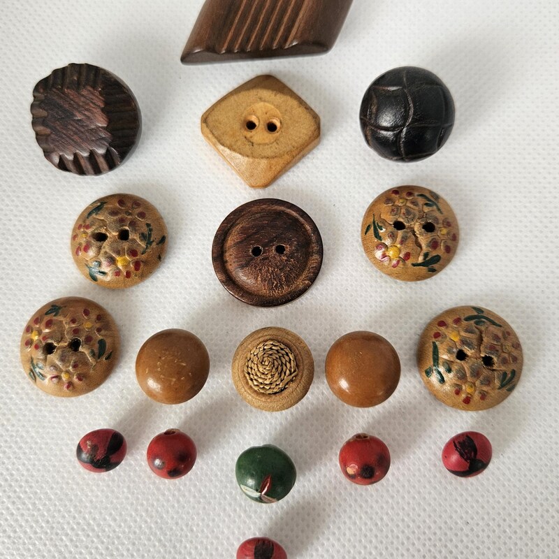 Painted Wood Buttons - Etsy