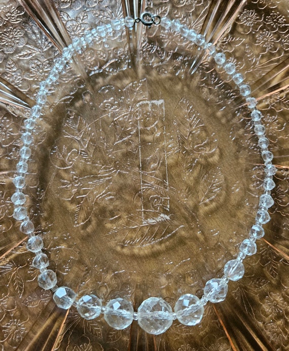 Clear Cut Glass Bead Necklaces/ Vintage Glass Crystal… - Gem