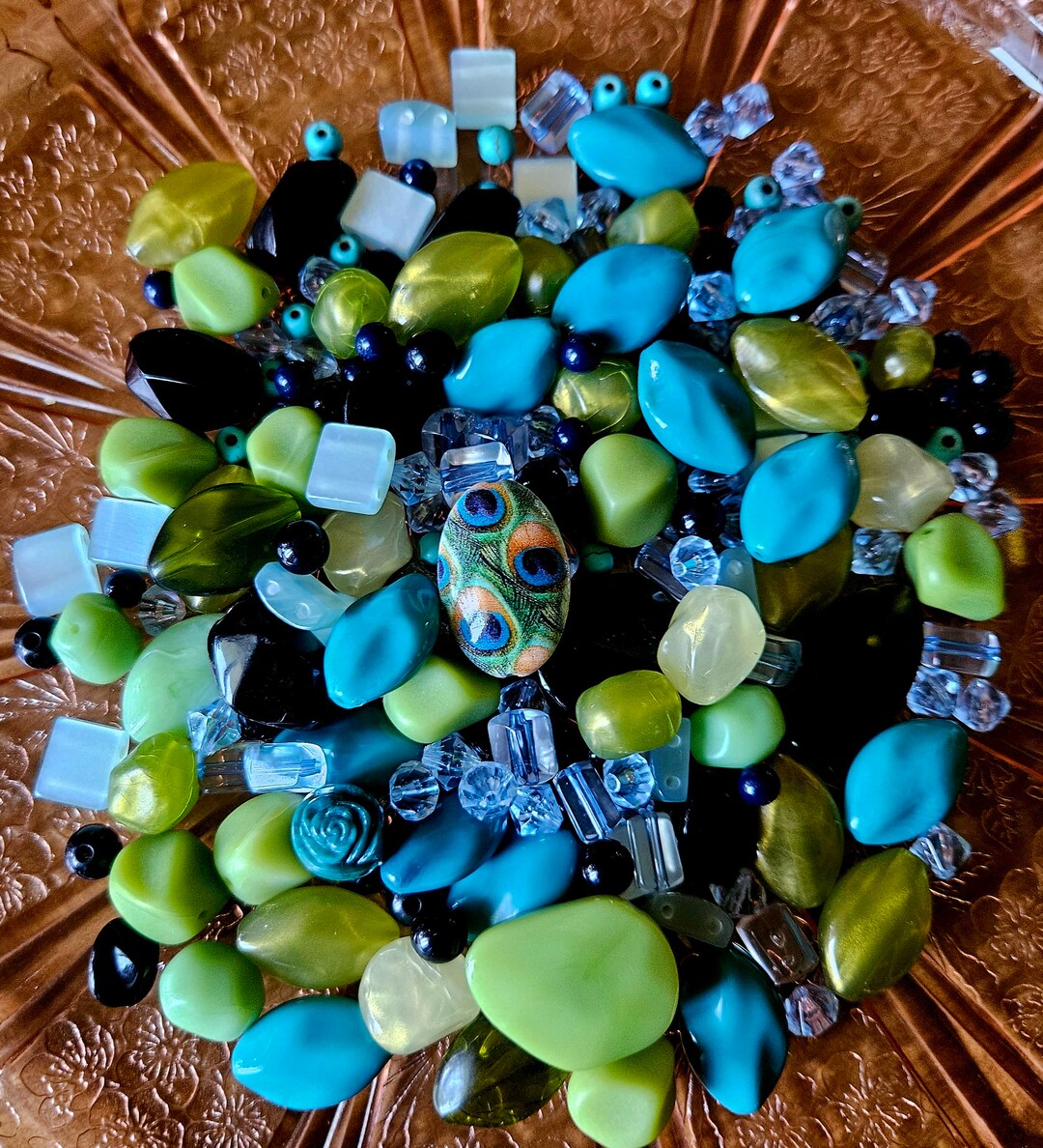 Plastic Bead Lot/blue Plastic Beads/greenplastic Beads/clear Plastic ...