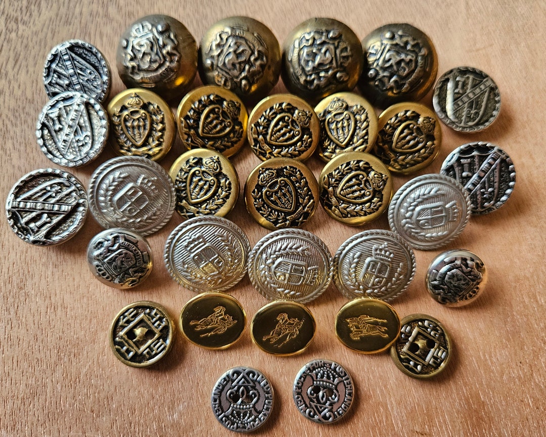Vintage Metal Button Collection/vintage Metal Buttons/gold Metal ...