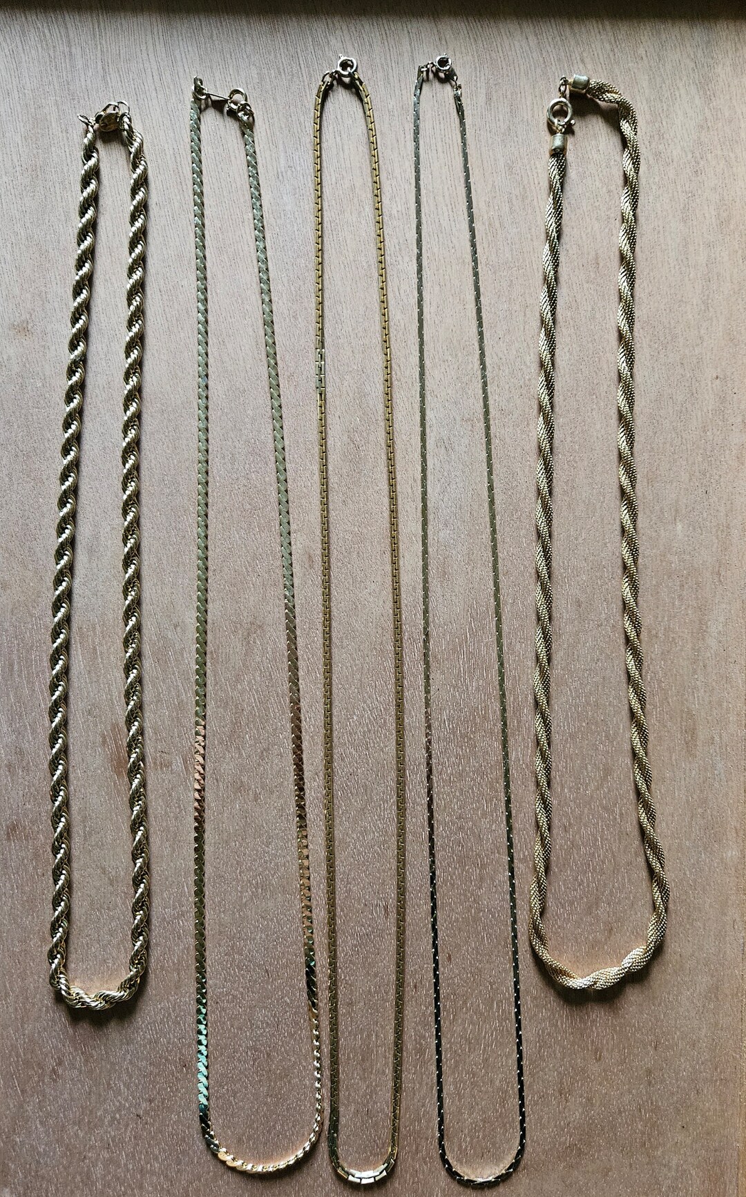 Gold Tone Long Chain Necklaces/ Gold Tone Herringbone Necklaces/ Gold ...