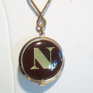 Vintage Hit USA Initial N Key Chain Clip Round Brown Medallion Keyring ...