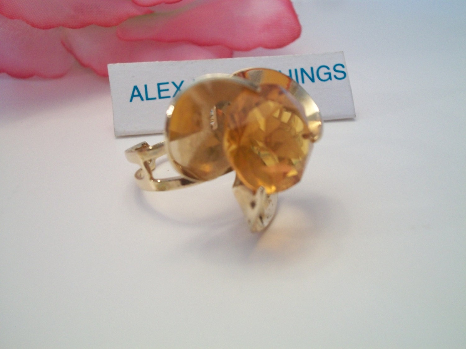 Vintage Sarah Coventry Amber Topaz Ring Huge Stone Pinwheel | Etsy