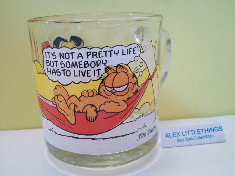 Garfield glass mug cup It's not a pretty life but | Etsy