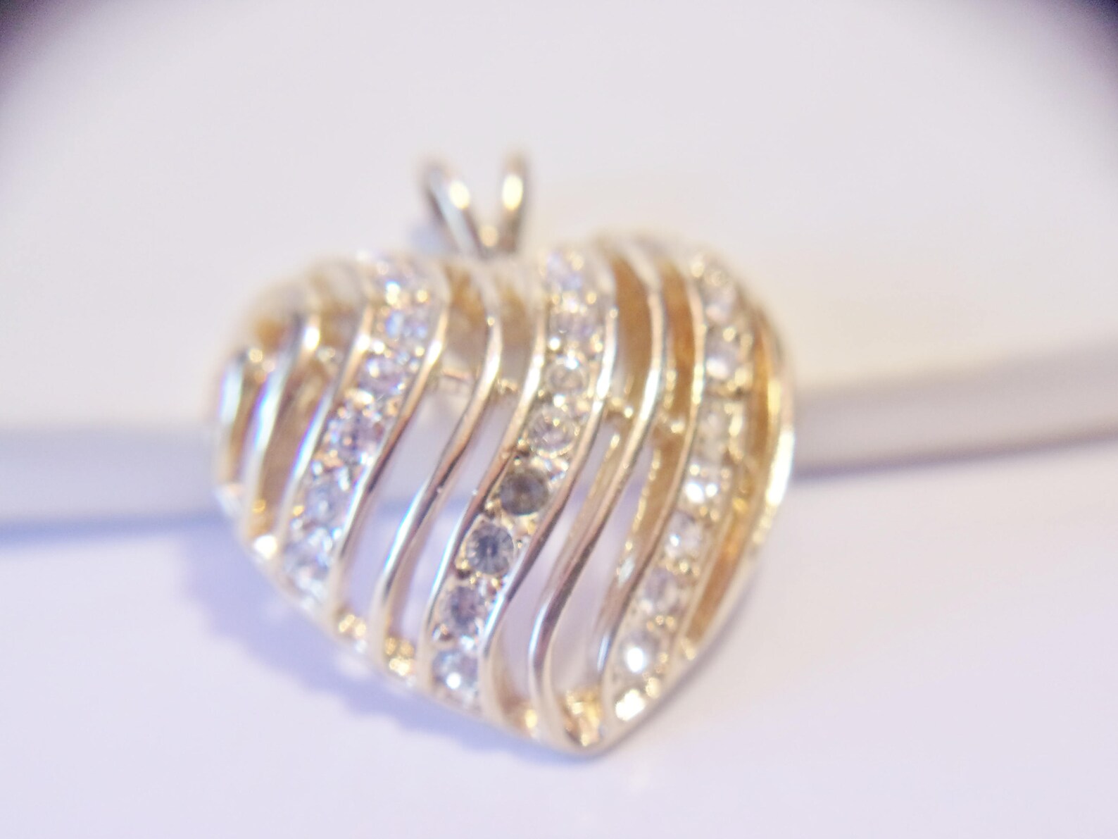 Puffed Heart Rhinestone Pendant Retro Puffy Costume Jewelry | Etsy