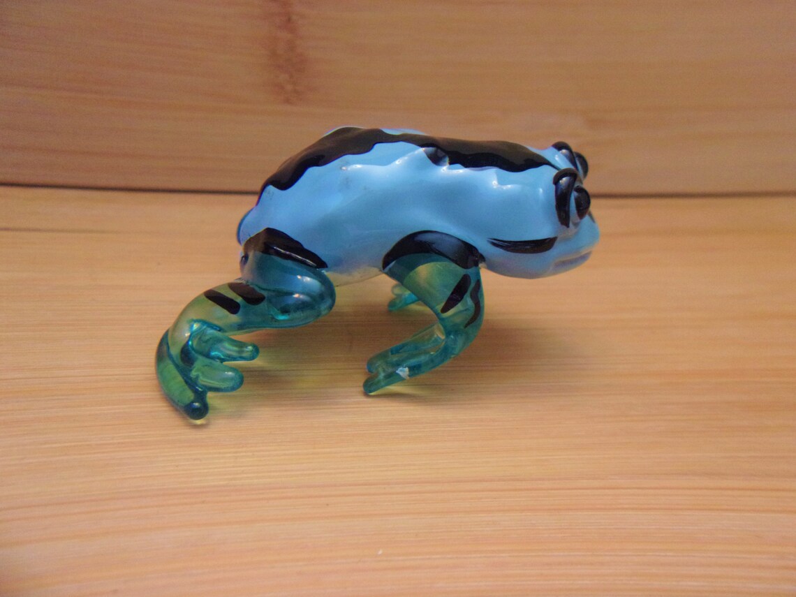 Blue Glass Frog Figurine Vintage Collectible Home Decor - Etsy