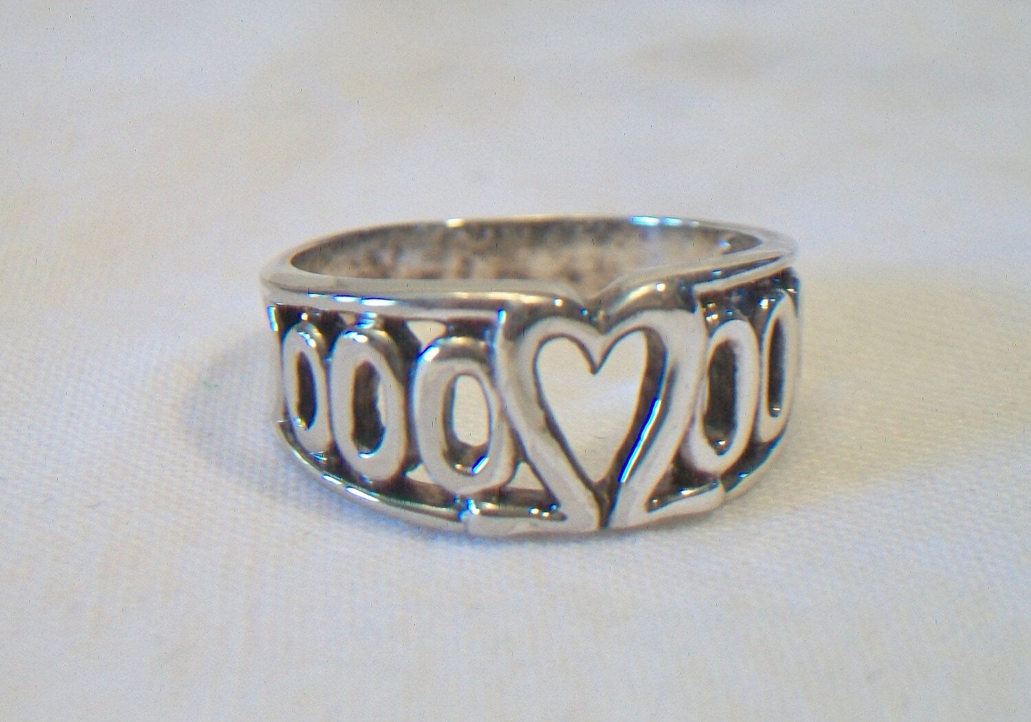 Sterling Silver Heart Cut Out Band Ring Size 8.75 Hugs Kisses | Etsy