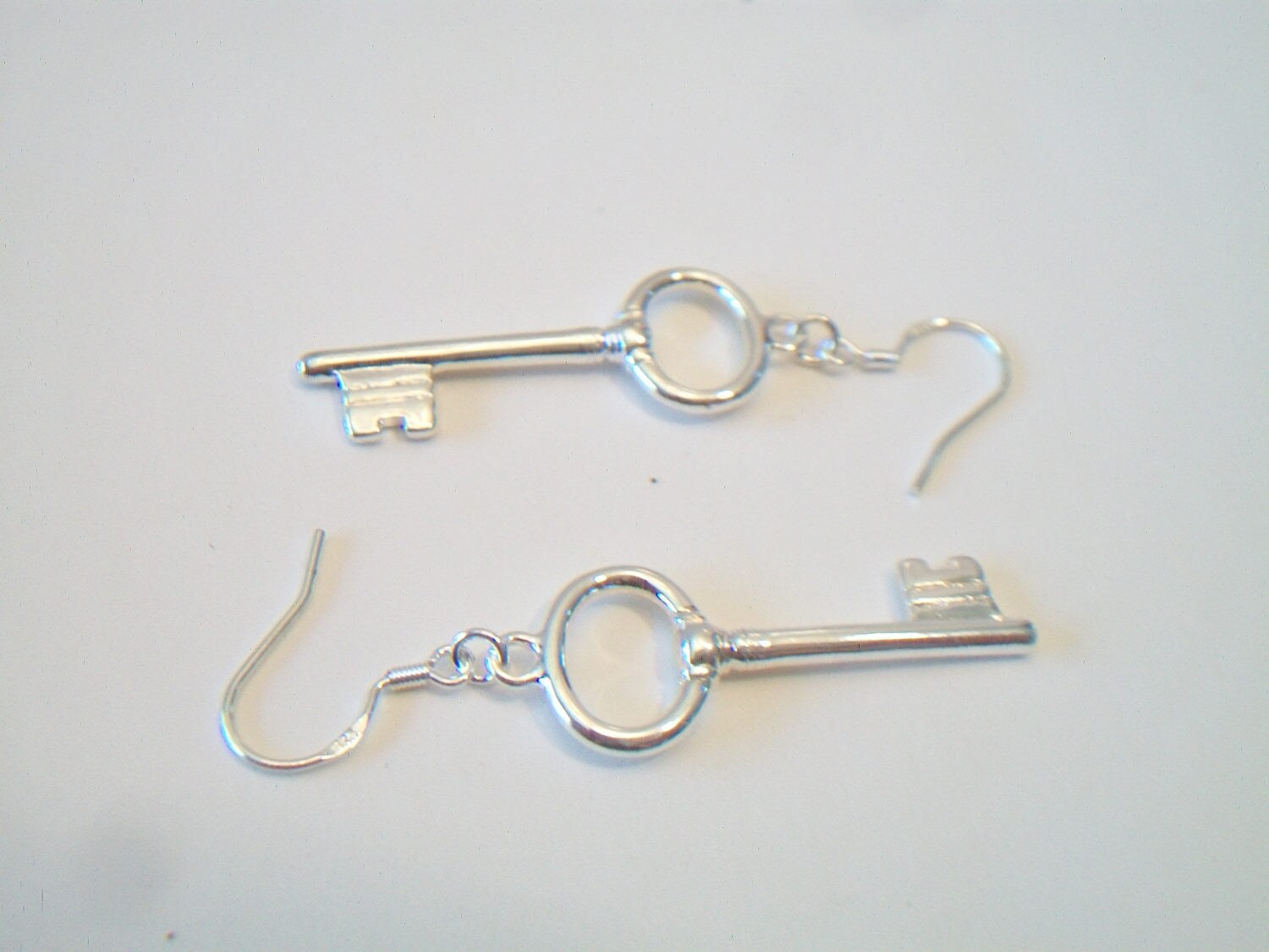 Skeleton Key Wire Hook Earrings Silver Plated Fashion Jewelry | Etsy