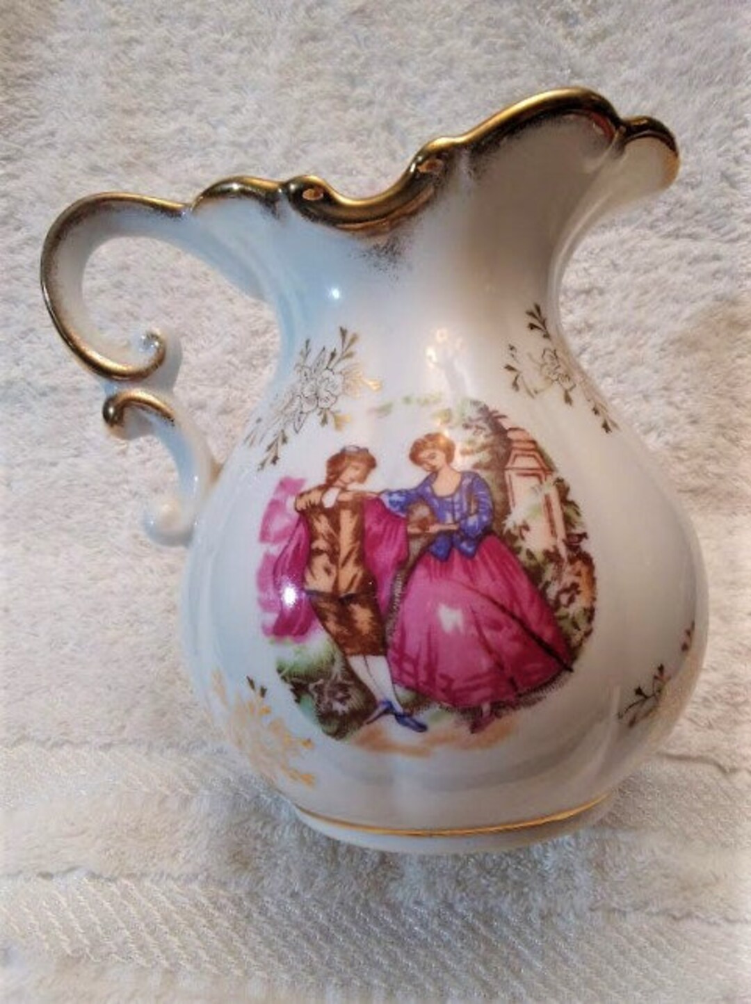 Vintage Bavarian German Gilded Pitcher LOVE STORY Courting Couple ...