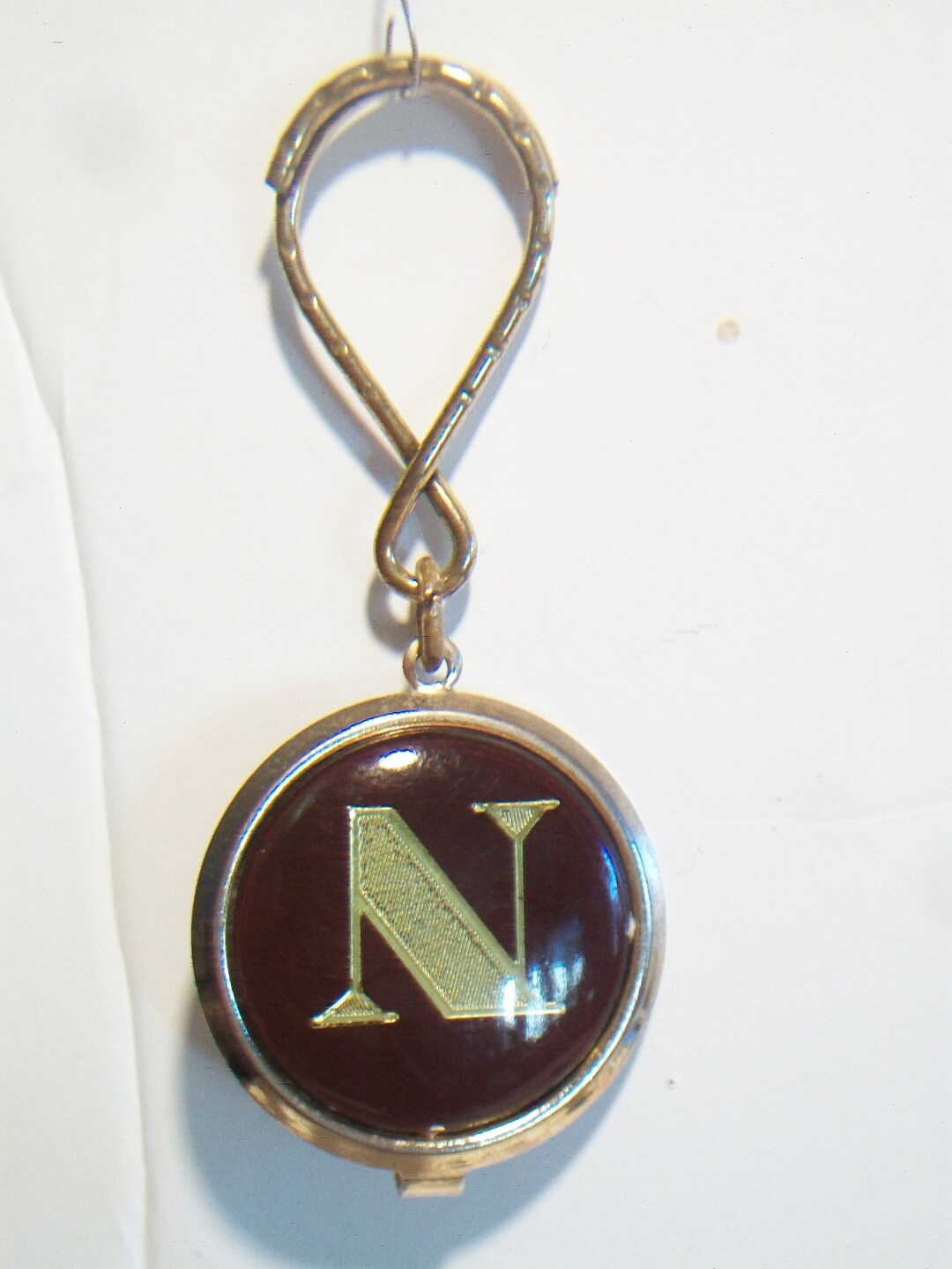 Vintage Hit USA Initial N Key Chain Clip Round Brown Medallion Keyring ...