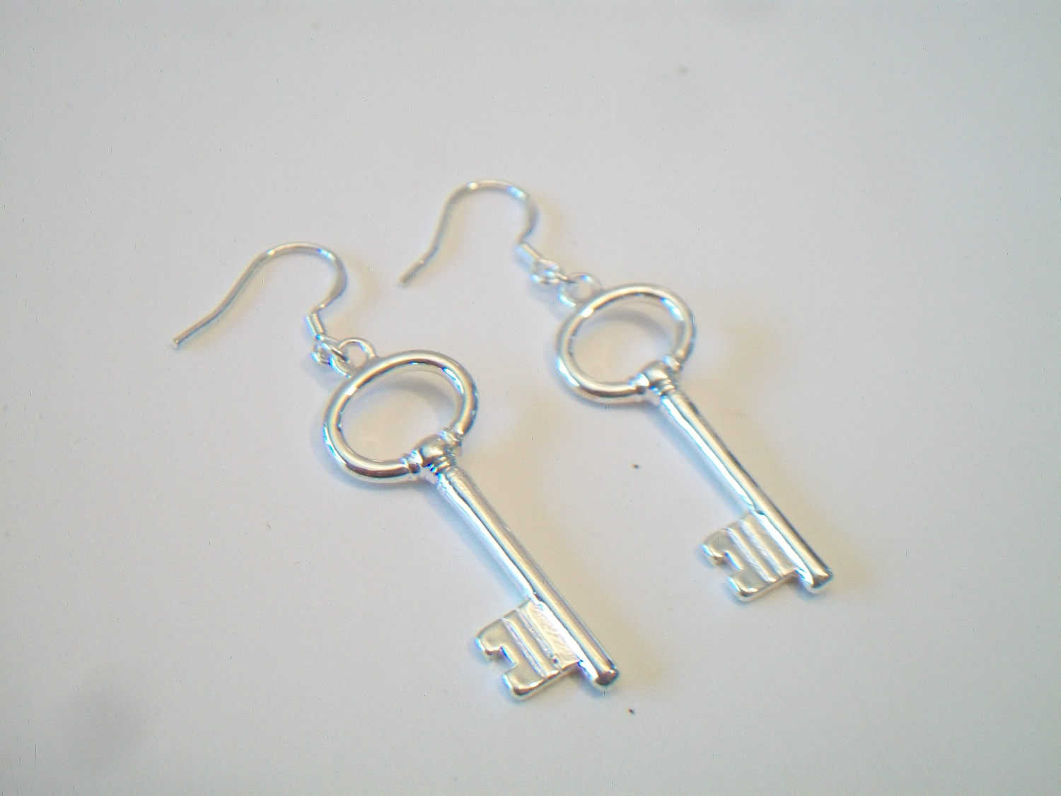 Skeleton Key Wire Hook Earrings Silver Plated Fashion Jewelry | Etsy