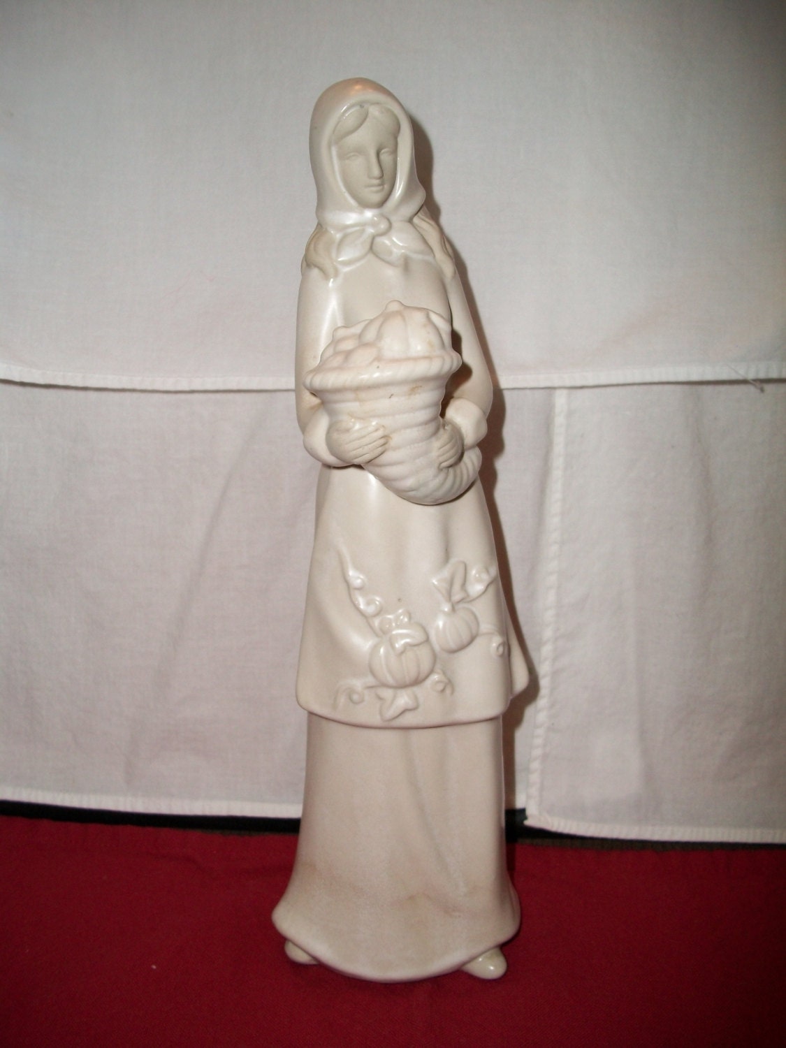 SALE Vintage Ceramic Pilgrim Woman Holding Cornucopia Retro | Etsy