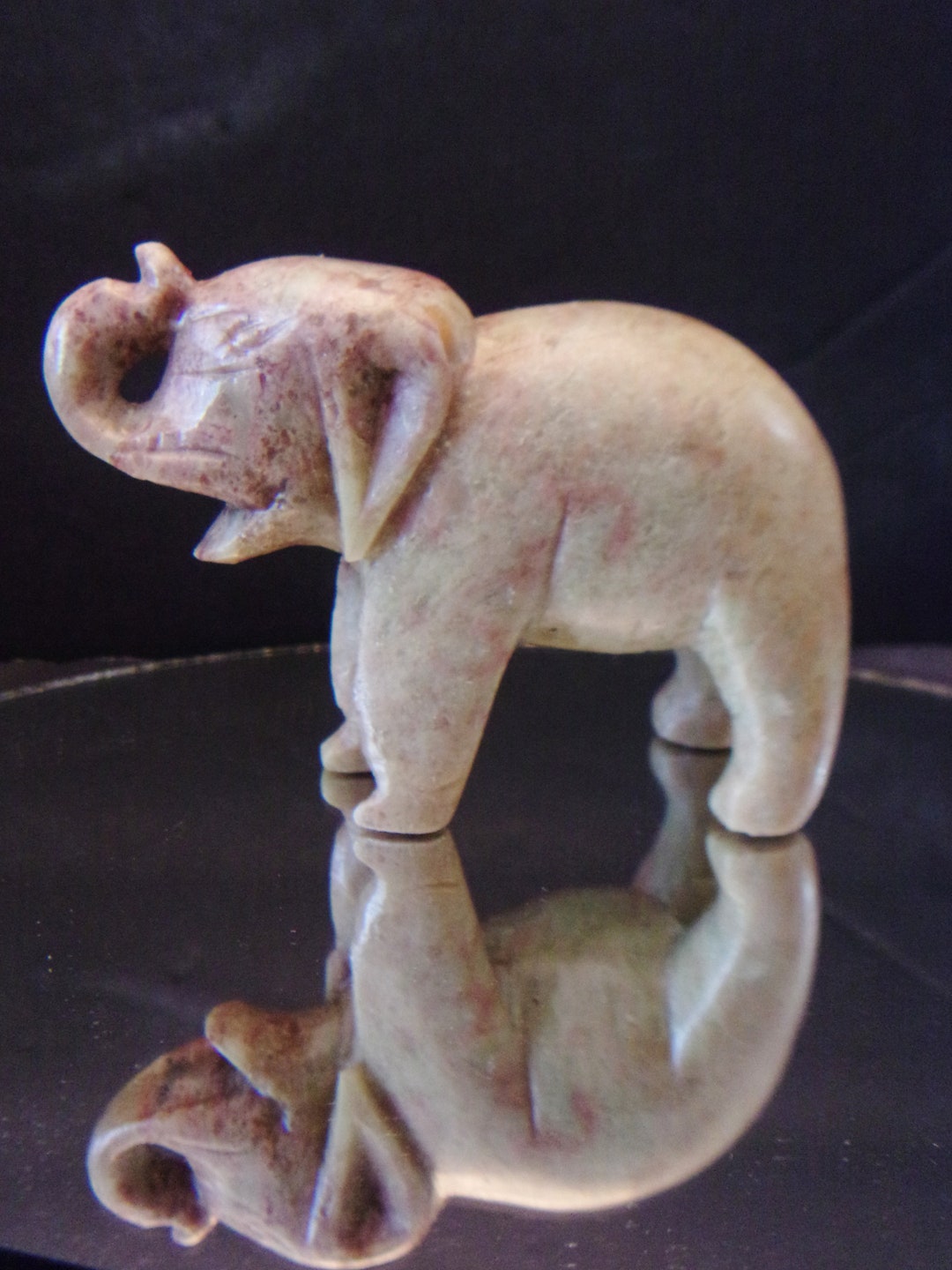 Vintage Stone Elephant Figurine Animal Statue Ruby Zoisite - Etsy
