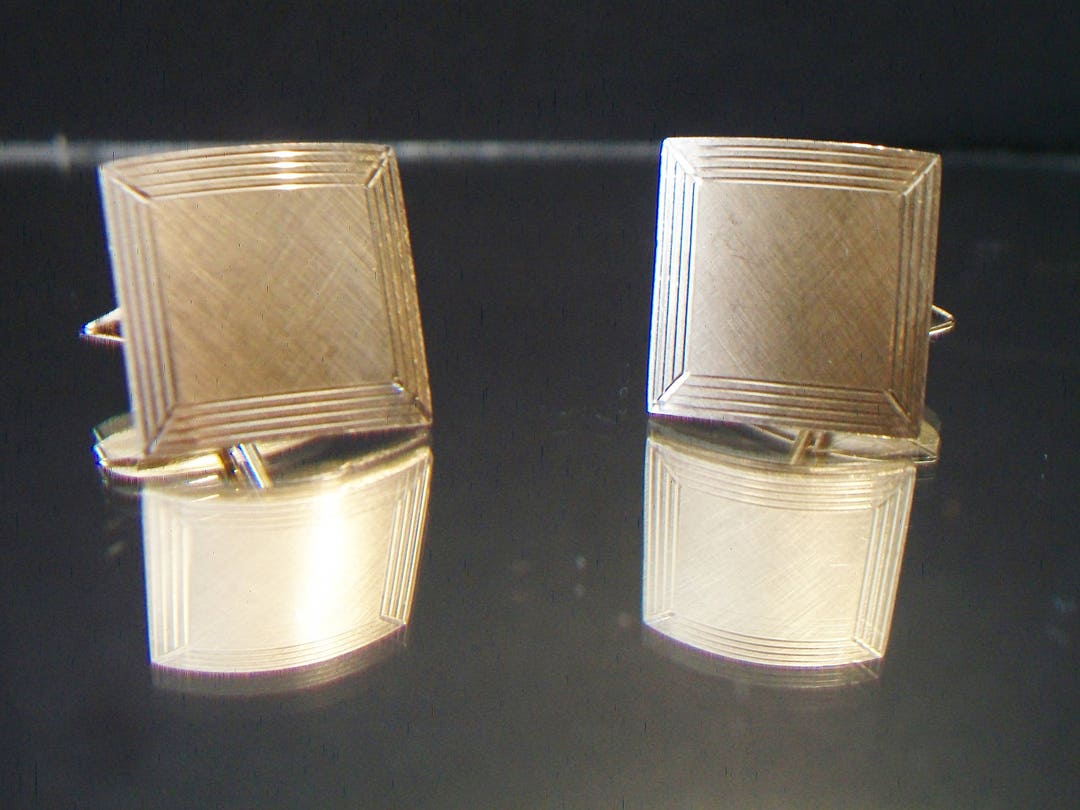 Vintage Swank Geometric Cufflinks Square Matte Cuff Links Men's Fashion ...