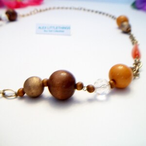 Vintage Autumn Wooden Bead Chain Necklace Boho Coachella Spicy Fall ...
