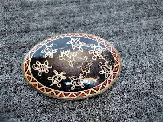 Vintage Turtle Shell Hand Painted Tiny Turtles and ar… - Gem