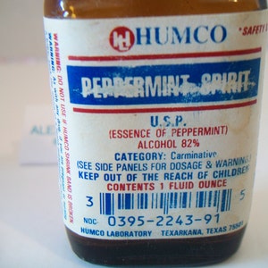 Vintage Humco Peppermint Spirit Retro Brown Glass Bottle Kitchen ...