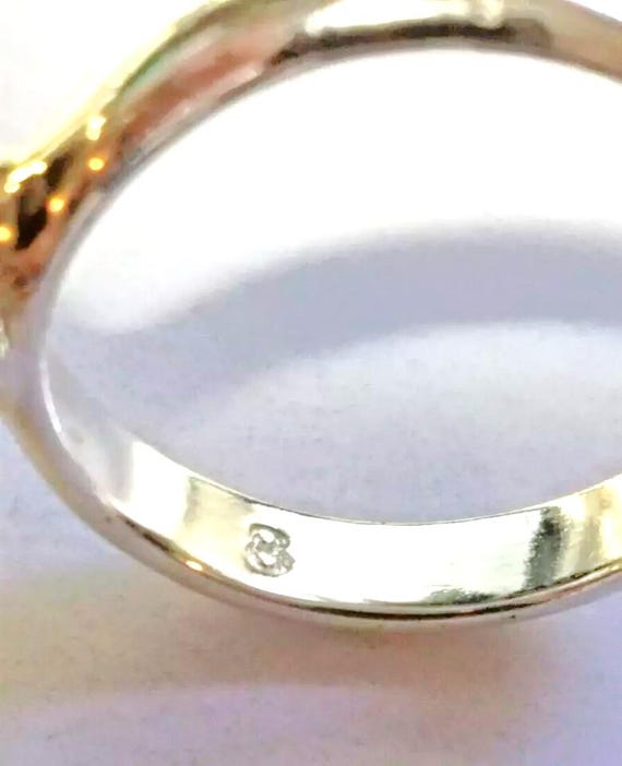 Vintage NRQ Silver Plated Flower Ring Lite Green Enam… - Gem