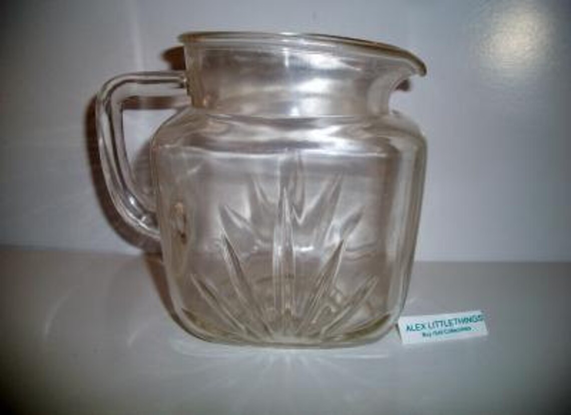 Vintage Federal Glass Clear Glass Pitcher Retro Starburst - Etsy